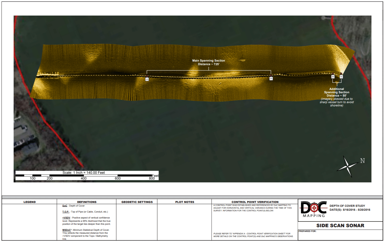 Side Scan Sonar - Pipeline w/ Anchor Weights - DoC Mapping LLC
